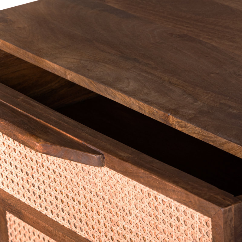 Bay Isle Home™ Aniha 2 - Drawer Dresser with Wooden Cane Cabinet | Wayfair