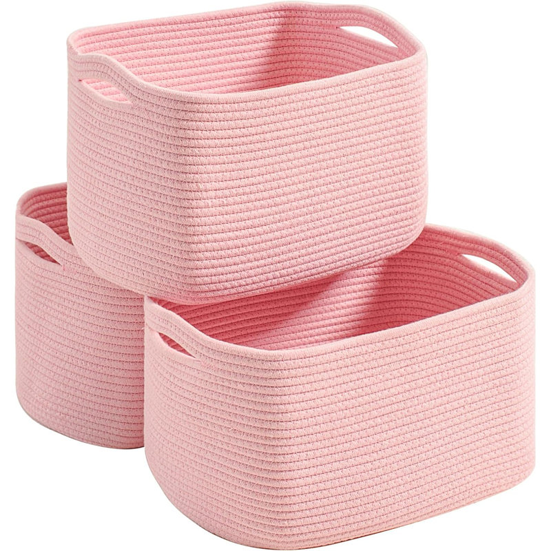 Latitude Run® 3-pack Pink Woven Rope Storage Baskets Light Pink | Wayfair
