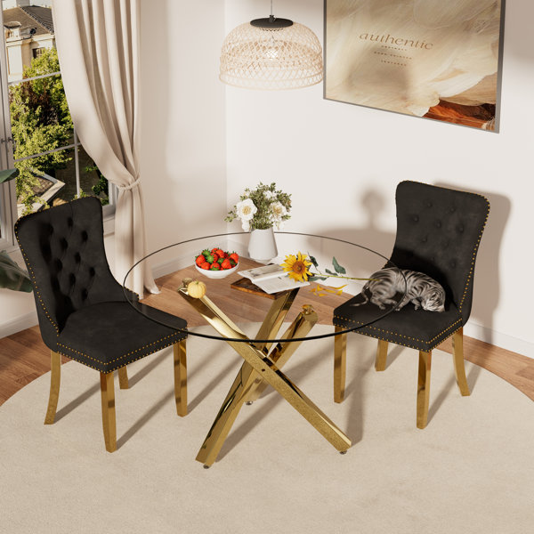 House of Hampton® 3-Piece Round Glass Dining Set | Wayfair