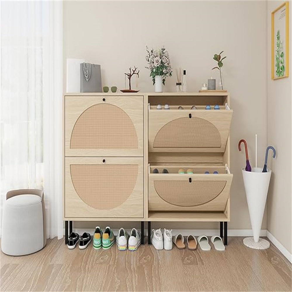 Bay Isle Home™ Rattan Shoe Cabinet With 2 Flip Drawers, Entrance ...