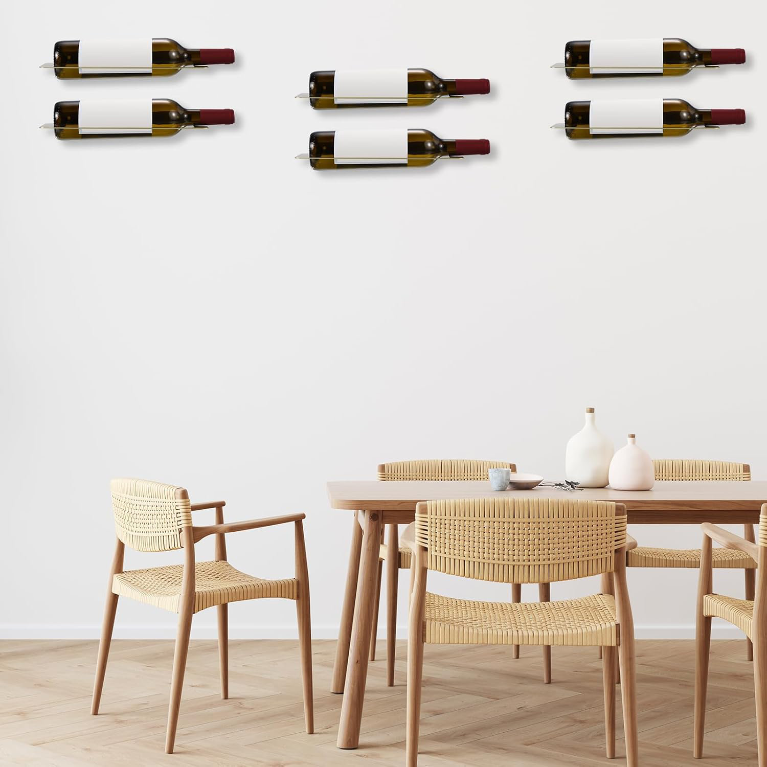 AMIPOR 6 Pcs Wine Rack Wall Mounted, Metal Iron Hanging Wine Bottle ...