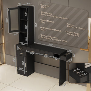 Wrought Studio™ Lachrisa Makeup Vanity Salon Stations for Hair Stylist ...