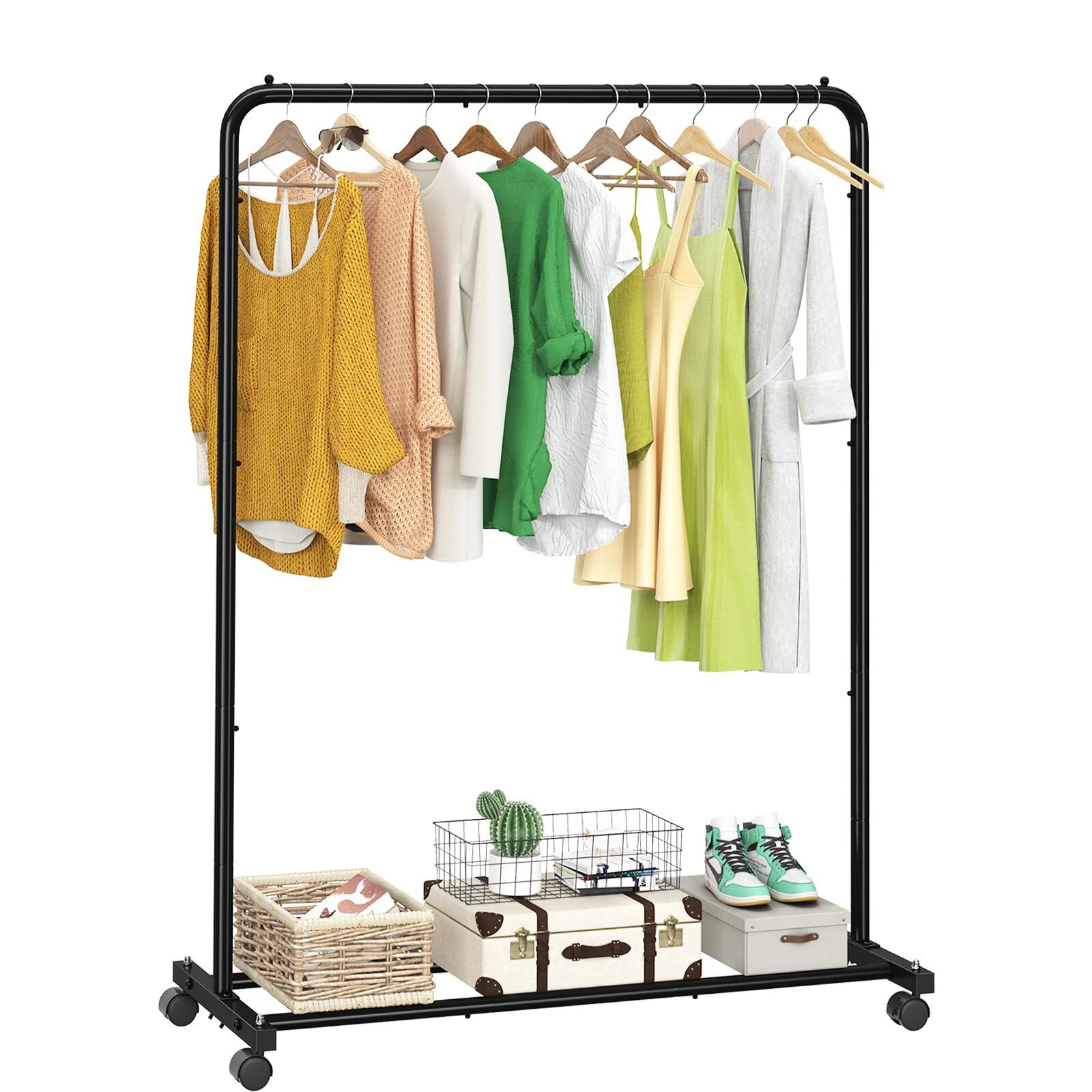 Latitude Run® Clothes Clothing Garment Rack with Storage Shelves | Wayfair