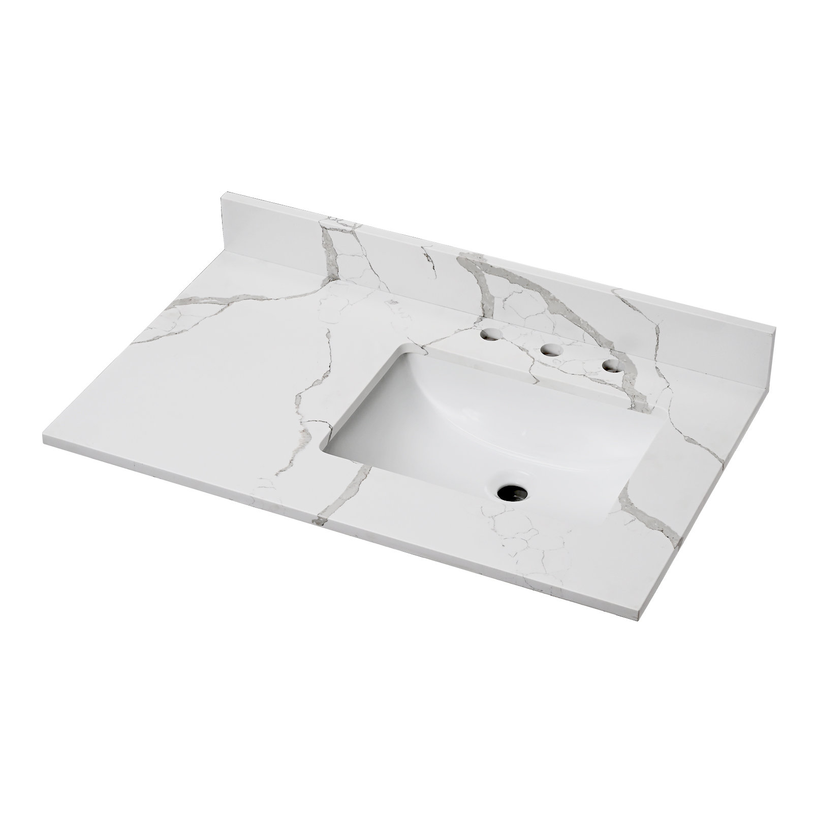 Enyibath 36 Inch Quartz Stone Bathroom Vanity Top With Sinks And 2 Side ...