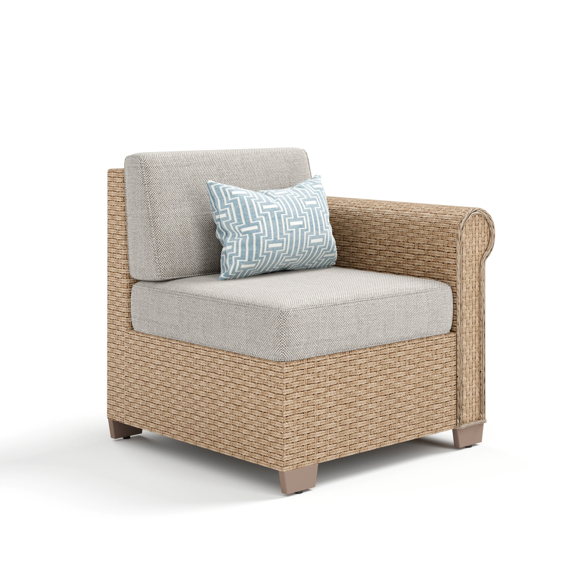 Alphamarts Outdoor Conversation Patio Sofa Chair Left Arm With Rattan ...