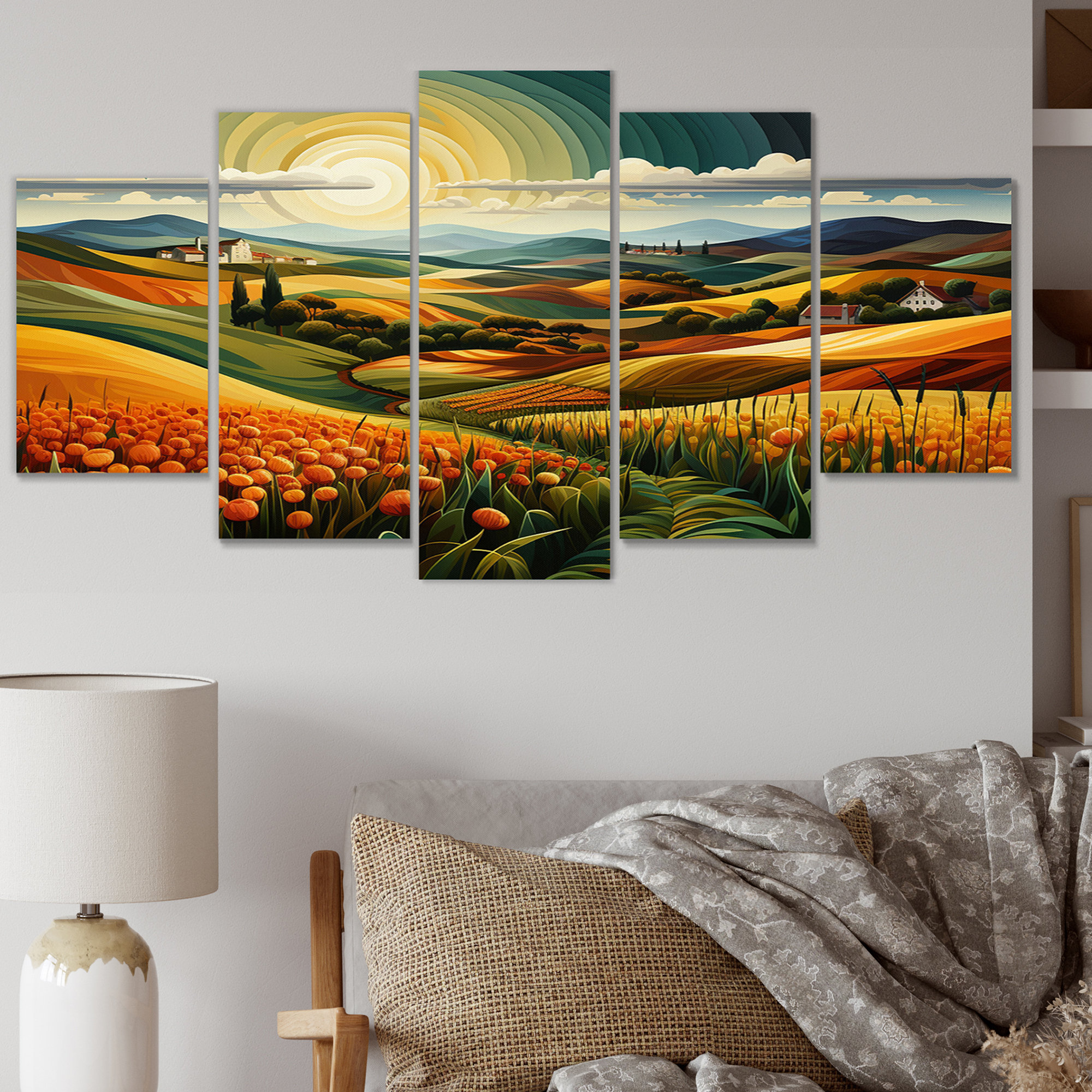 Design Art Countryside Geometric Plains II - Landscapes Metal Wall Art ...
