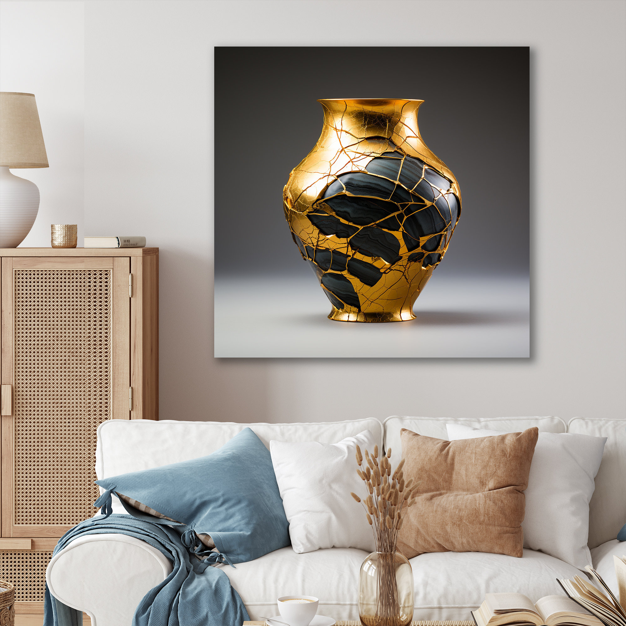 Mercer41 Japan Golden Kintsugi Pottery - Japan Art Wall Art Living Room ...