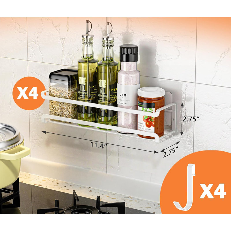 Mint Pantry® White Spice Rack wall mounted 4 Pack, Space-Saving Spice ...
