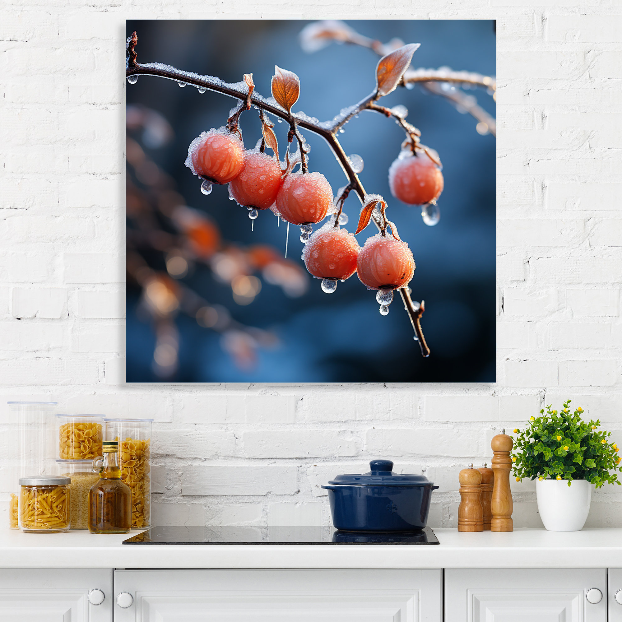Ebern Designs Pink Frost Winter Blueberry Elegance II - Fruits Wall Art ...