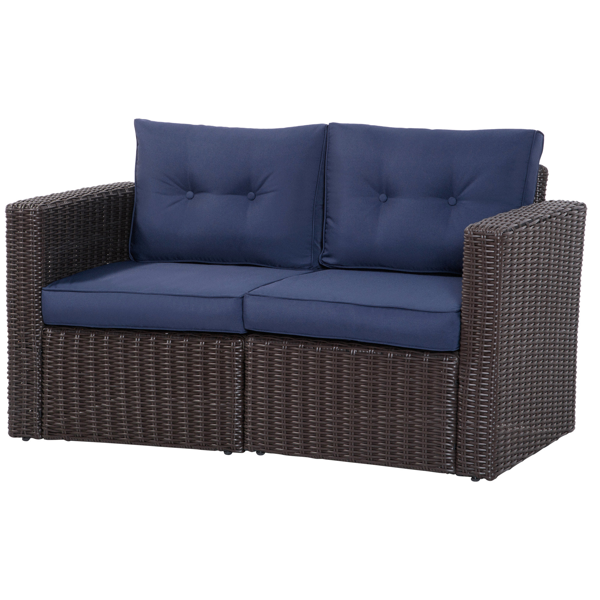Ophelia & Co. Outsunny 2 Piece Patio Wicker Corner Sofa Set, Outdoor Pe ...