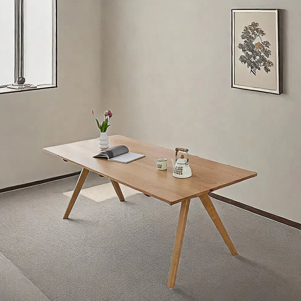 HomeLuxea Japanese minimalist solid wood rectangular dining - Wayfair ...
