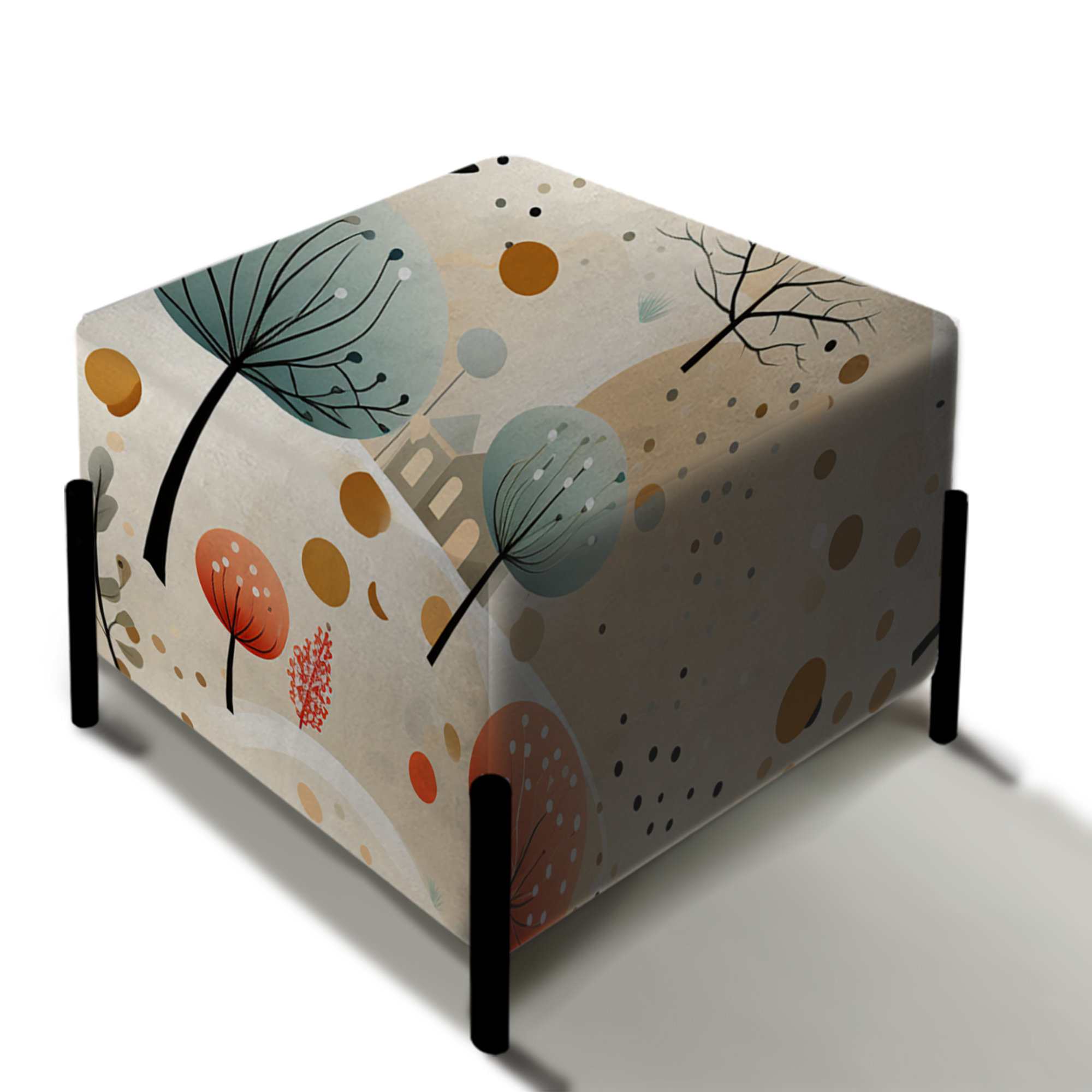 Design Art Grey And Coral Polka Dot Retro Landscape - Polka Dots Square ...