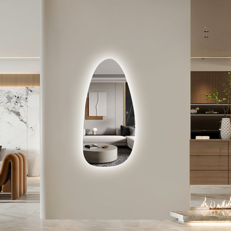 Ivy Bronx Asymmetrical LED Lighted Wall Mirror | Wayfair