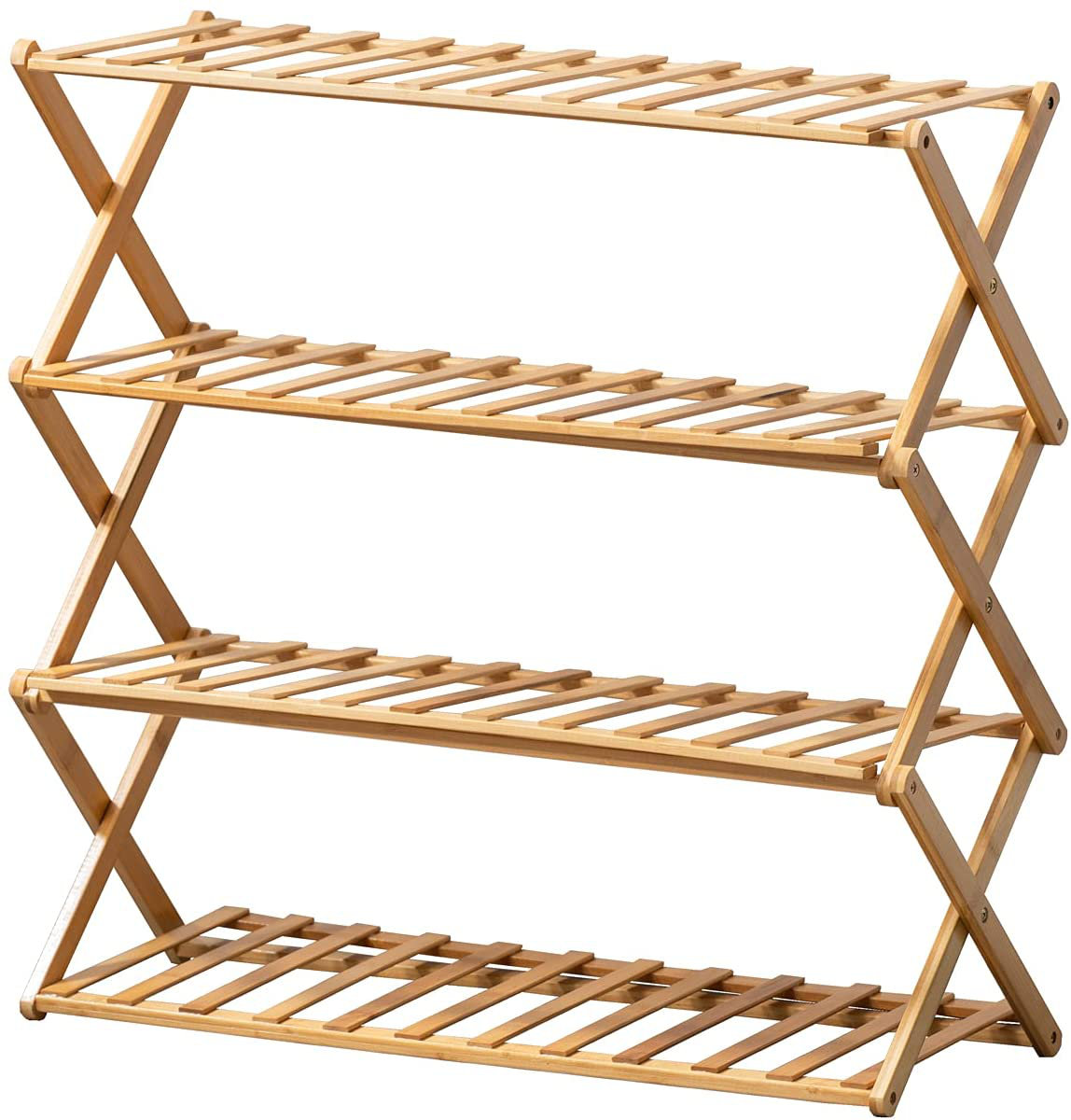 Rebrilliant Foldable Multi Tier Bamboo Shoe Rack, Multifunctional Shoe ...