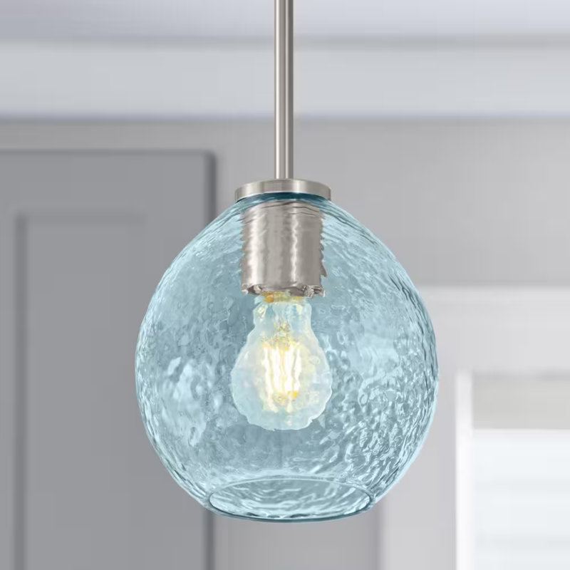 George Oliver 7.16 In. Blue Bubble Glass Globe Pendant Lamp Shade, 3 ...