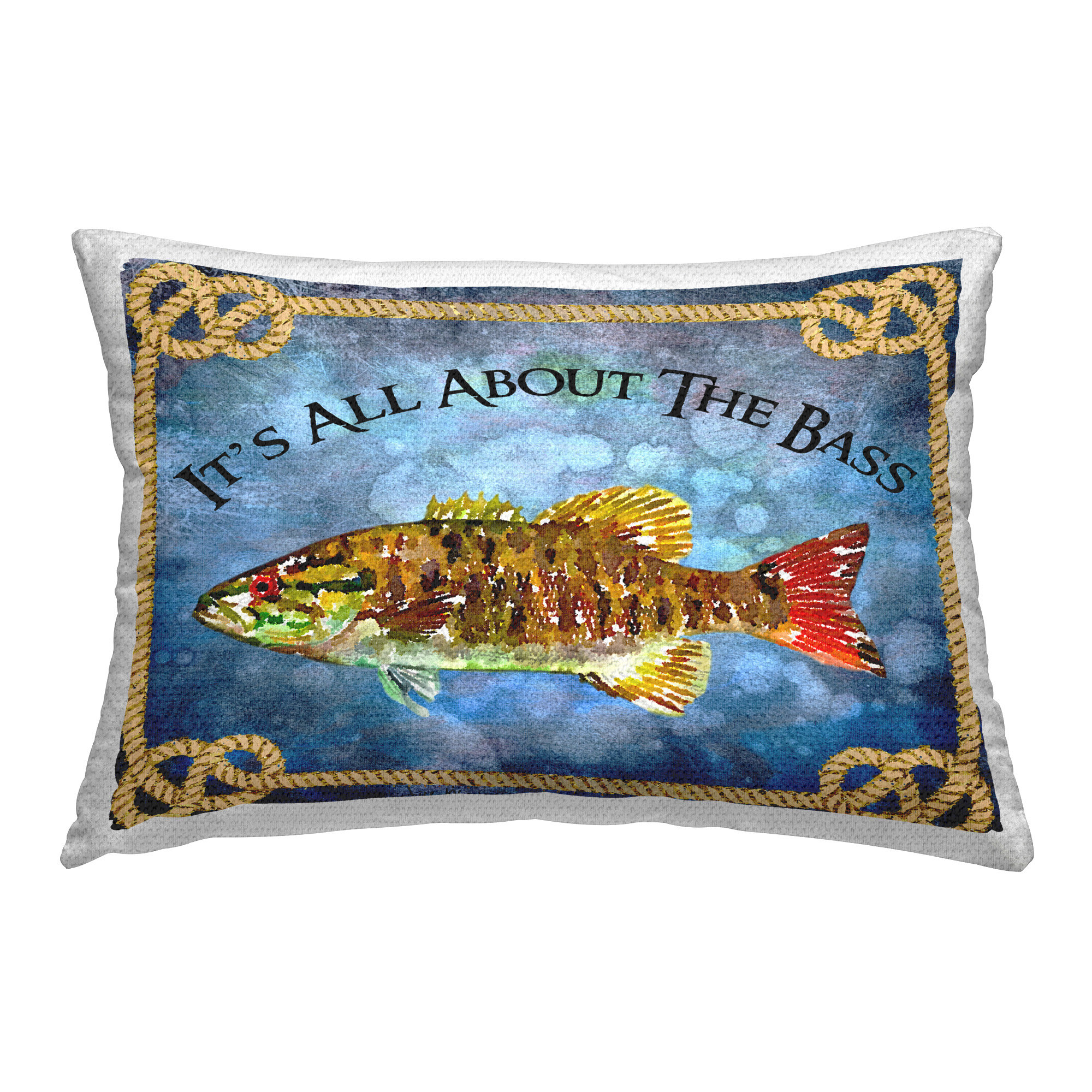 Stupell Industries All About Bass Fish Outdoor Printed Pillow by Jill ...