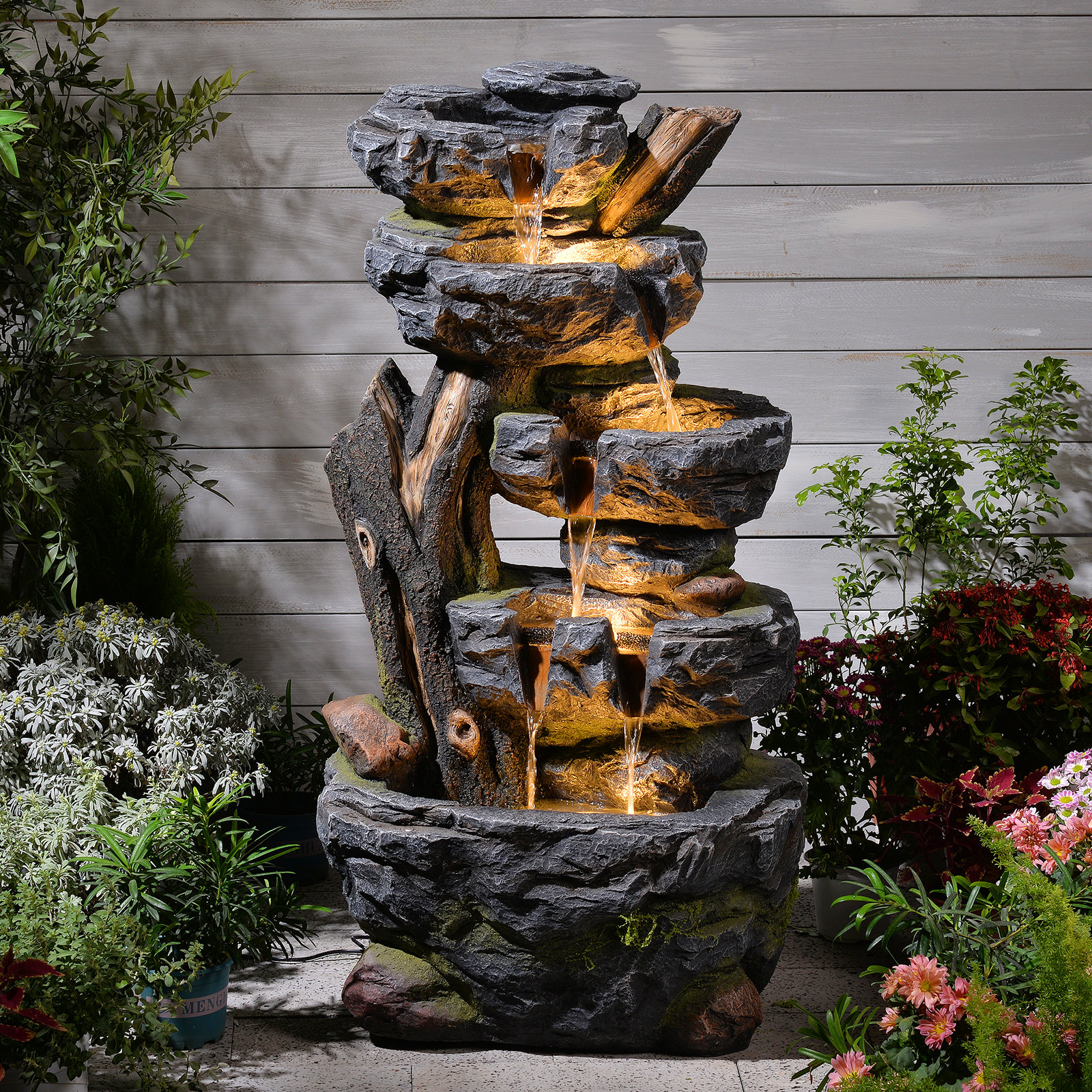 Millwood Pines 47.2" Tall Outdoor Water Fountain 5-tier Large Cascading ...
