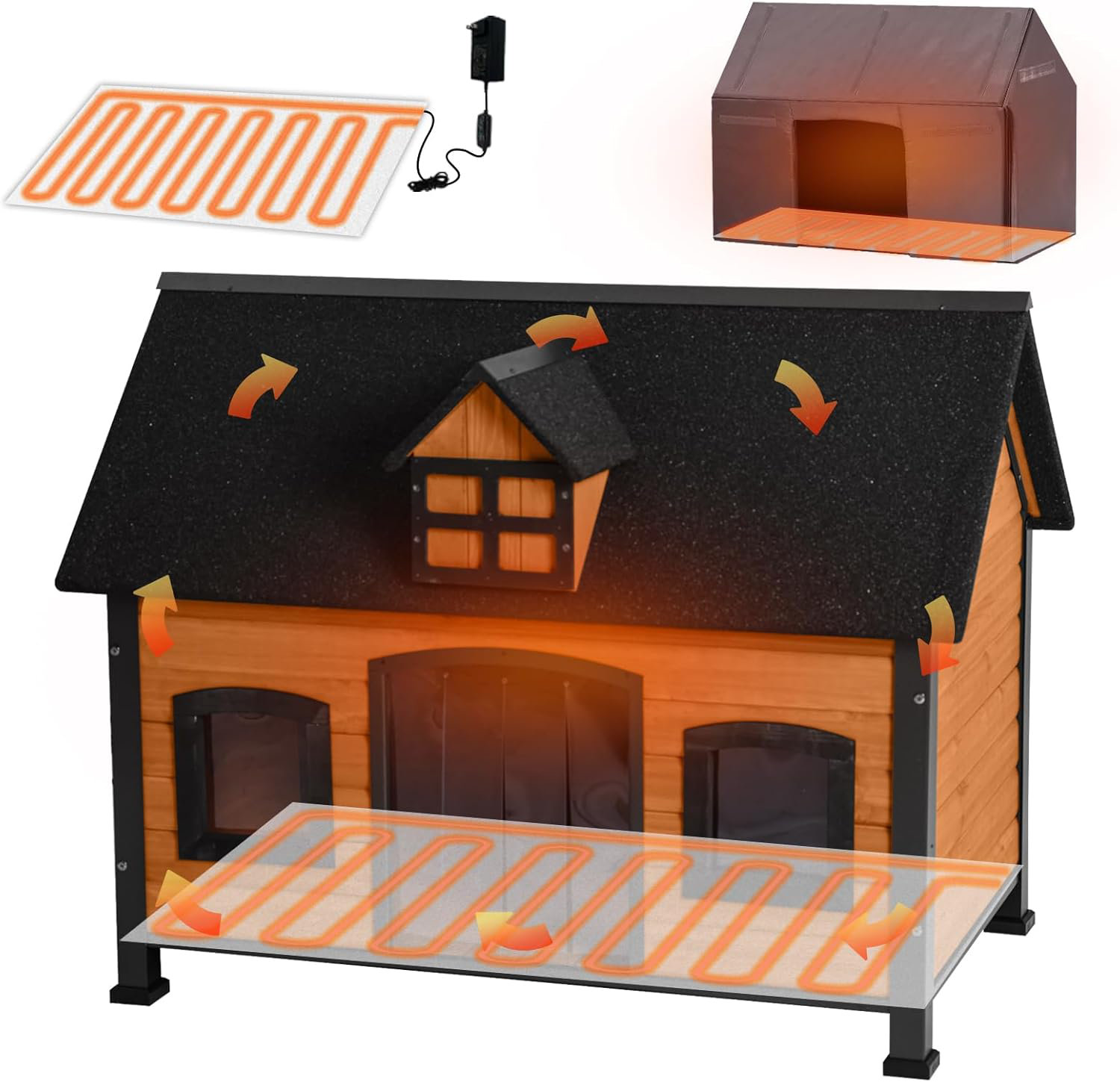 Tucker Murphy Pet™ Hasaam Heated Dog House with Heated Pad & Insulated ...