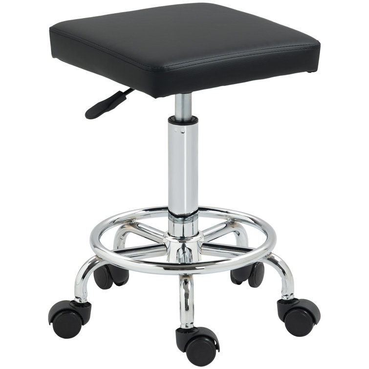 Inbox Zero Adjustable Height Rolling Stool with Footring Wheels ...