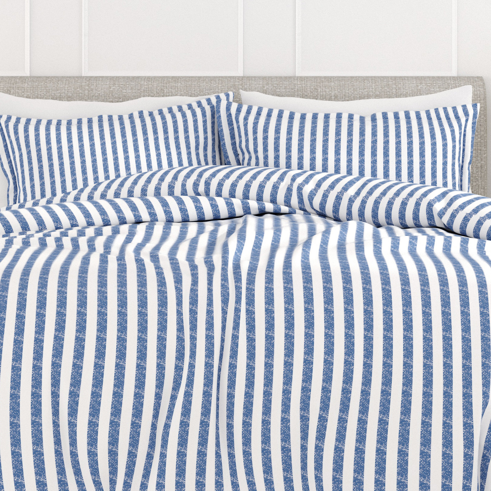 Ellie Marie Home Rugged Stripe Duvet Cover Set Blue/White Microfiber ...