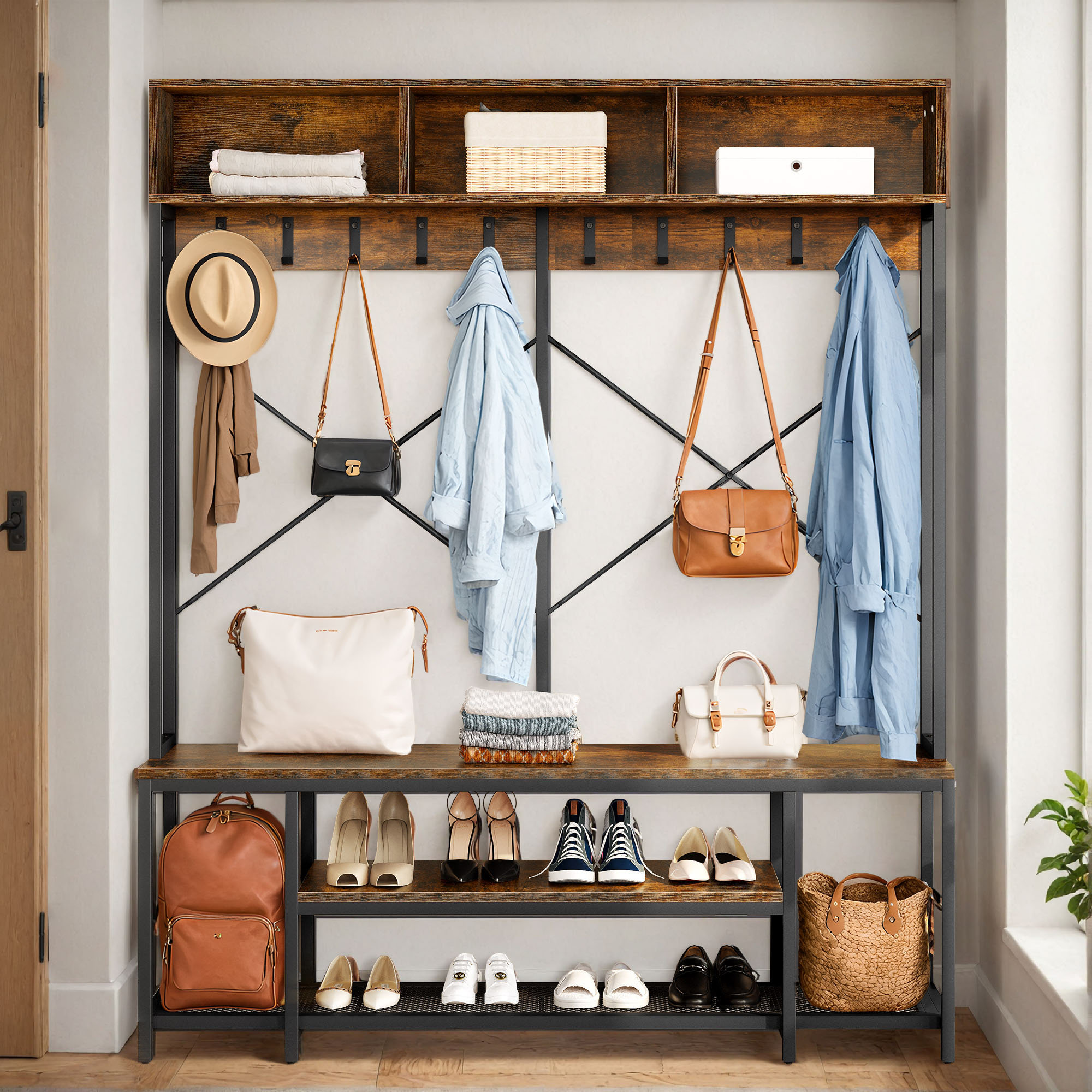 Ebern Designs Riyon Hall Tree 59 Wide & Reviews | Wayfair