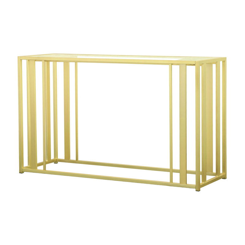 Everly Quinn Metal Frame Console Table with Glass Top | Wayfair