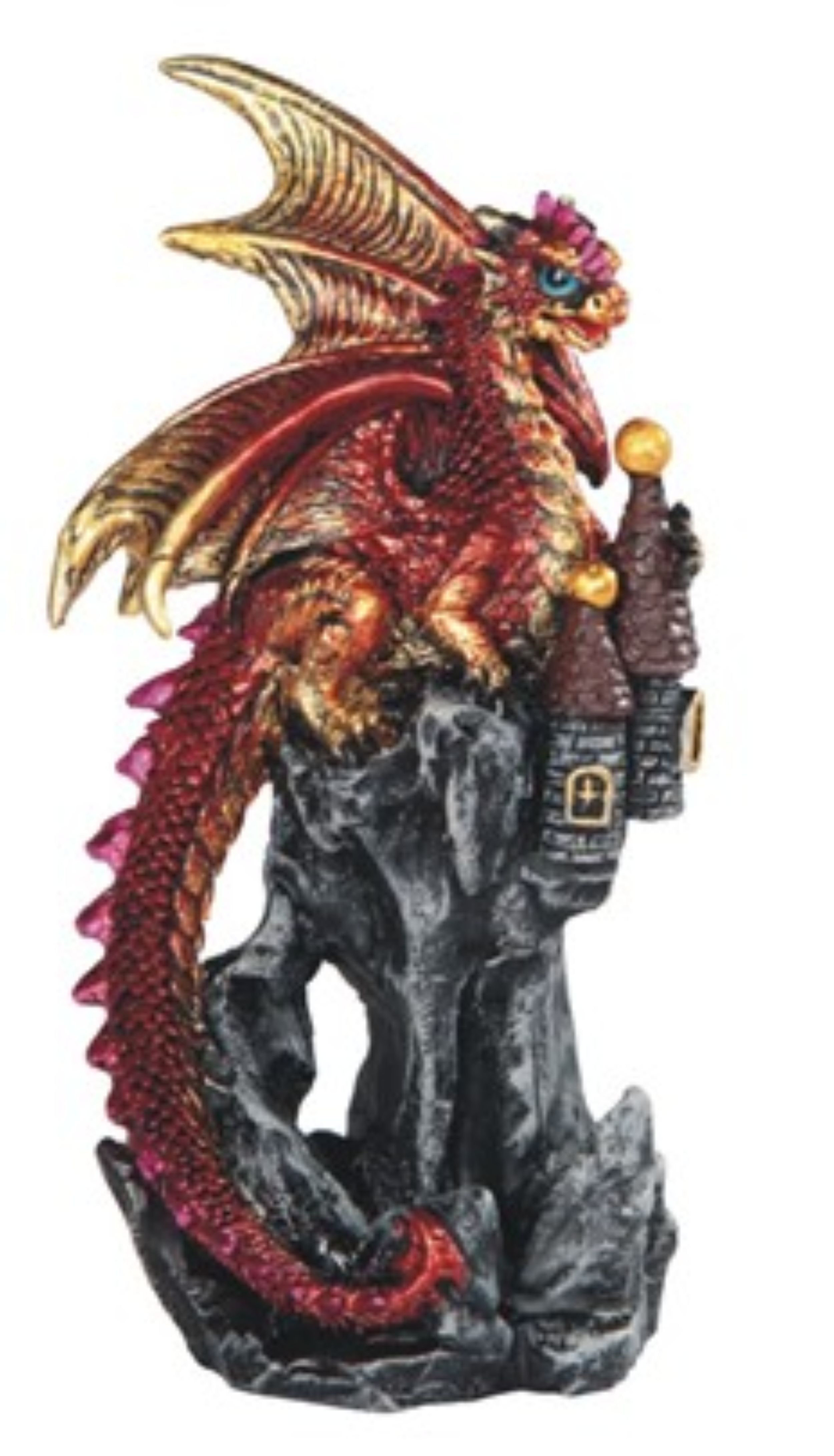 Trinx Dravis Dragon on Castle Figurine | Wayfair