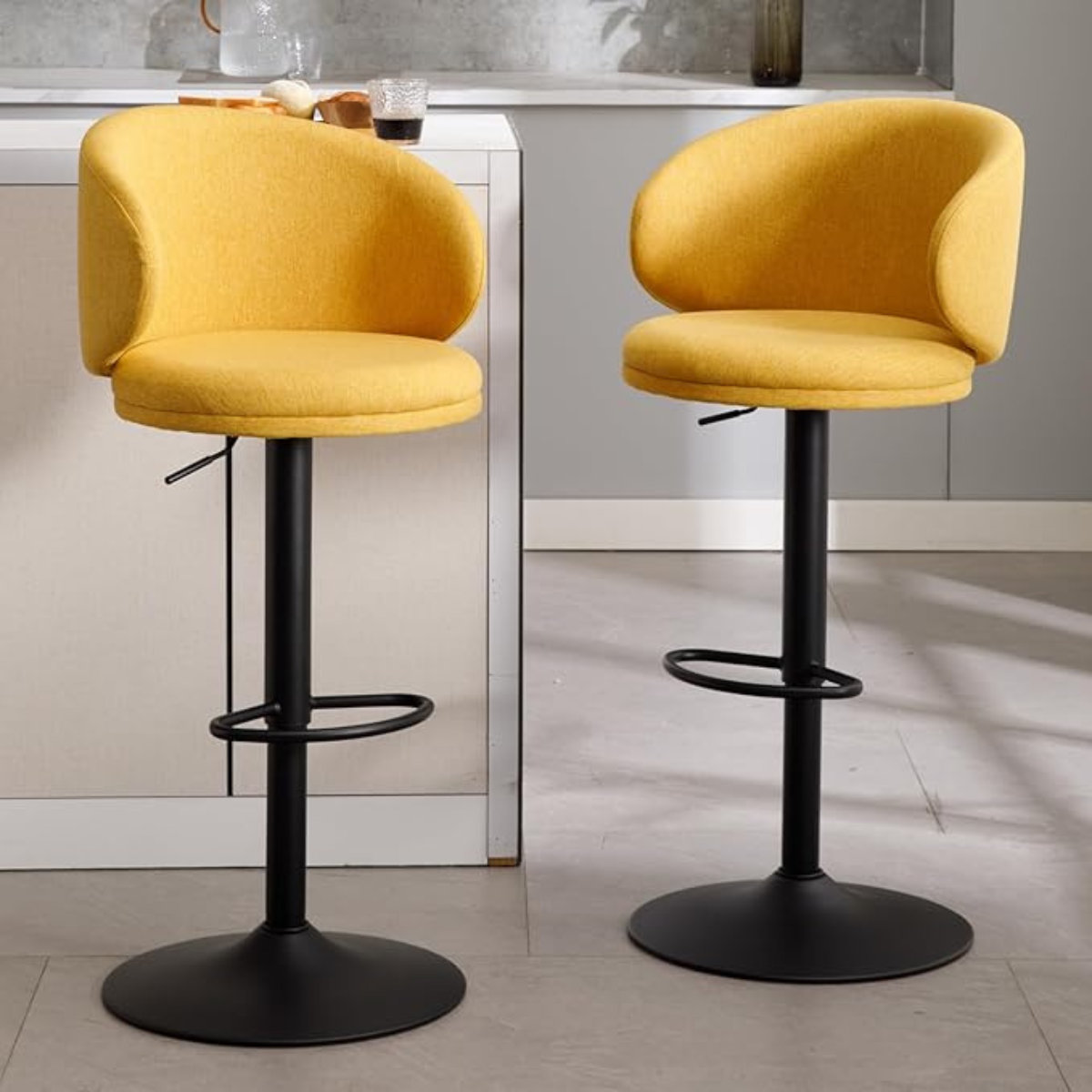 Norden Home Wahson Bar Stools Set of 2 in Linen Padded Counter Chairs ...