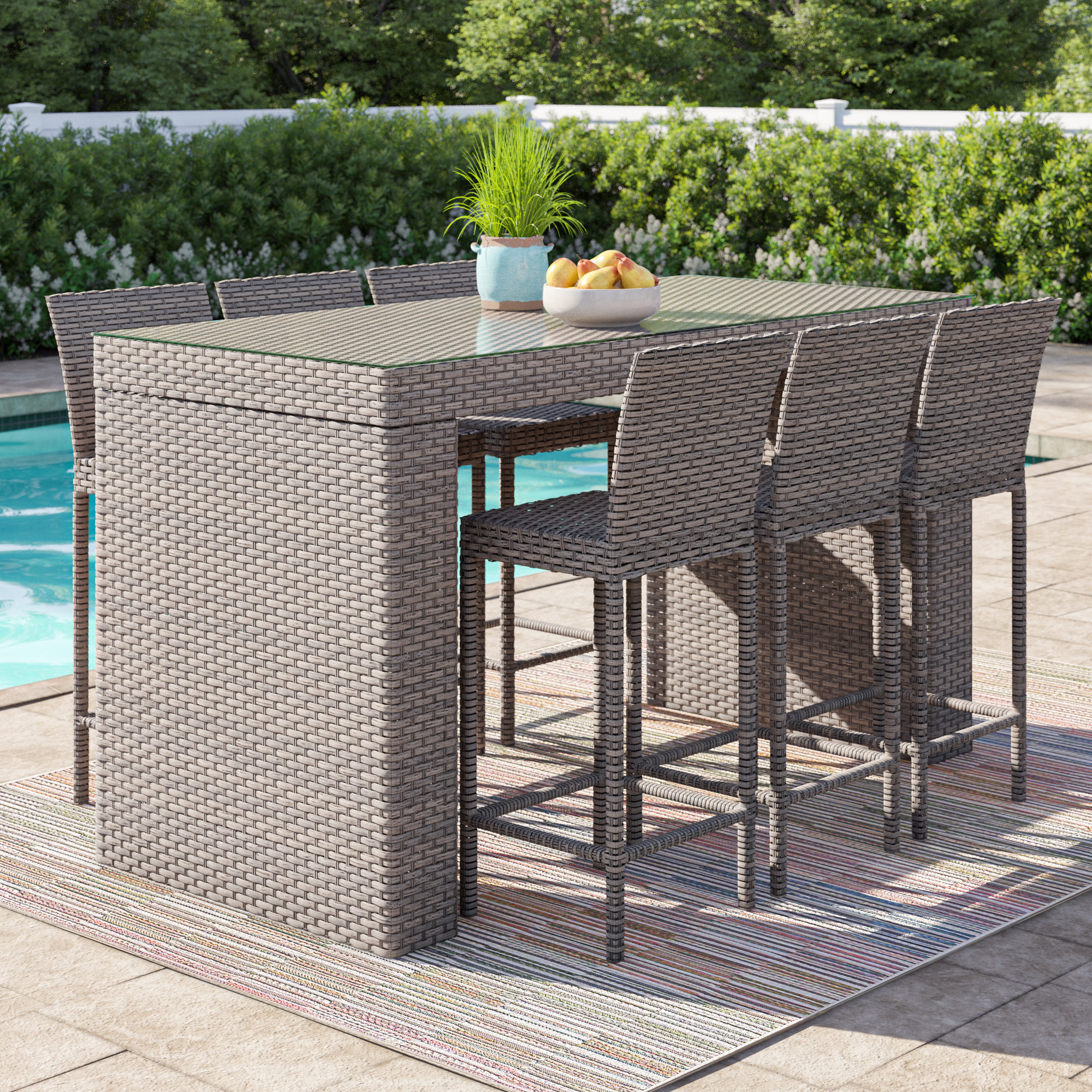 Sol 72 Outdoor™ Rochford 7 Piece Bar Height Pub Table Set & Reviews ...