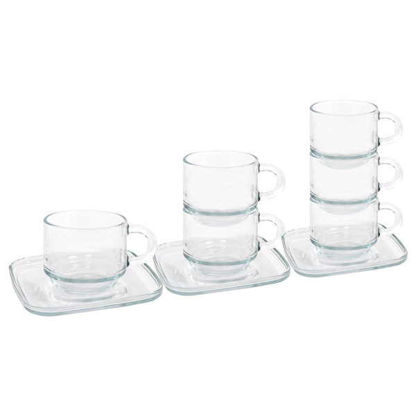 LAV 12pc Cozy Stacking Glass Espresso Cups & Saucers - 90ml | Wayfair.co.uk