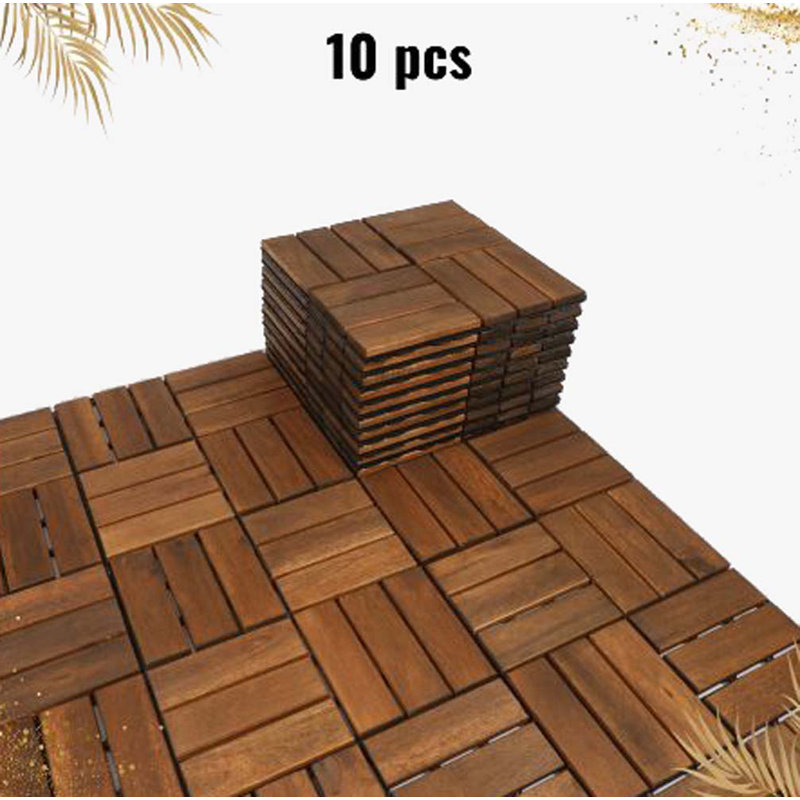 Rongeng 12" x 12" Wood Interlocking Deck Tile in Brown | Wayfair