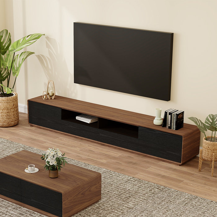 Hokku Designs Dawnee Modern Wood TV Stand Media Console 4 Drawers Open ...
