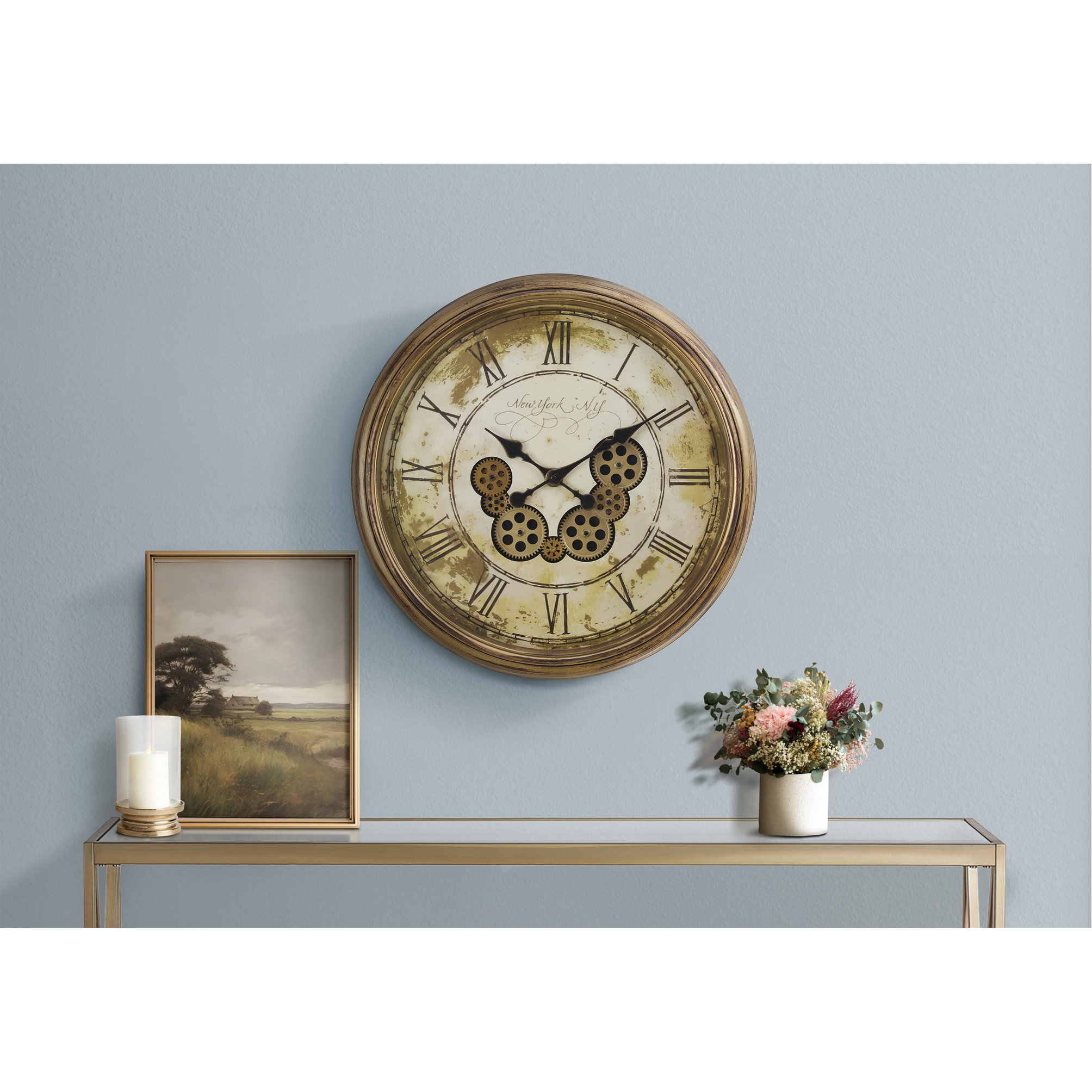 Williston Forge Clocks, Round, Gear Mechanism, Wall Clock, Transitional | Wayfair