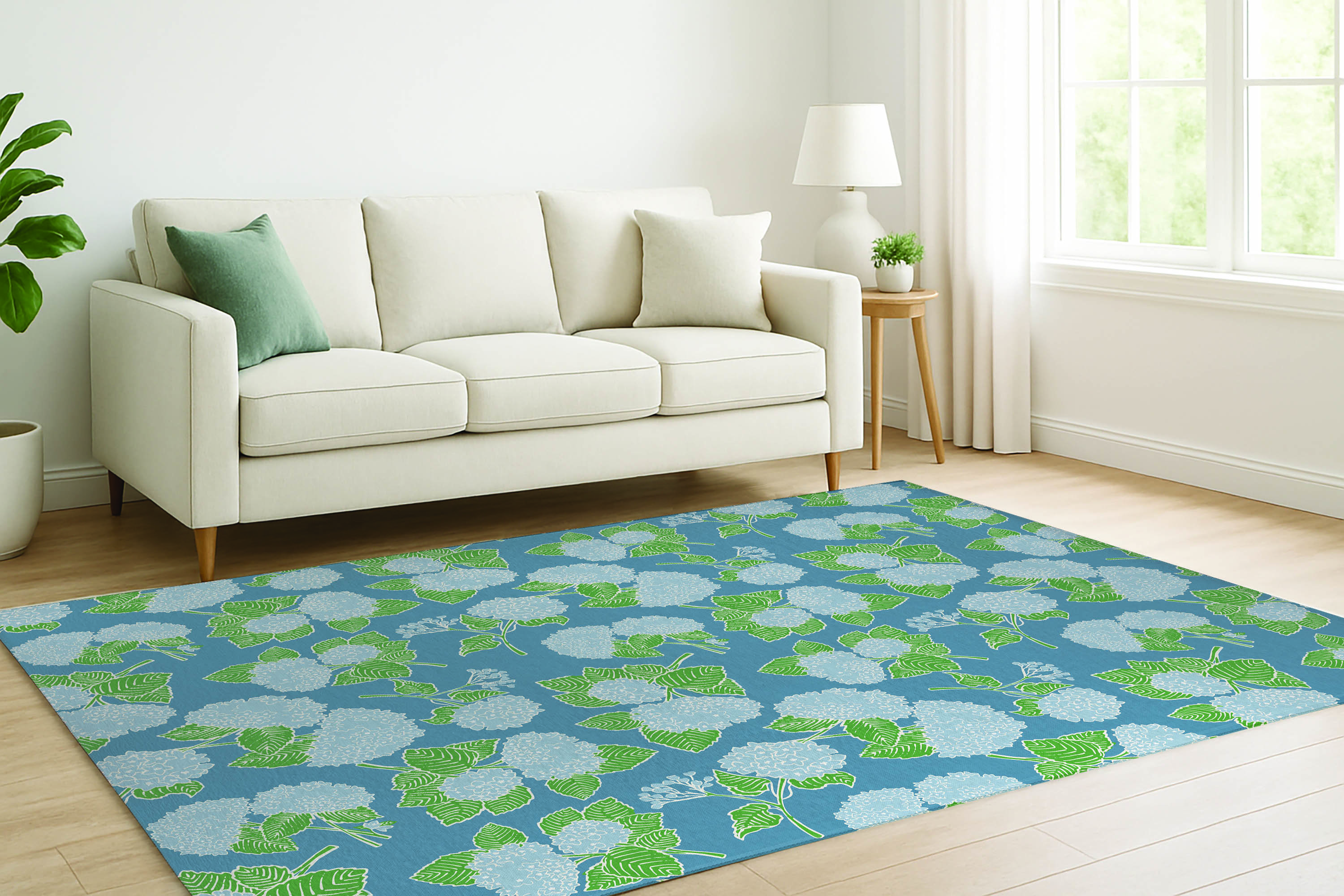 East Urban Home Hydrangea Low Pile Decorative Indoor Area Rug | Wayfair