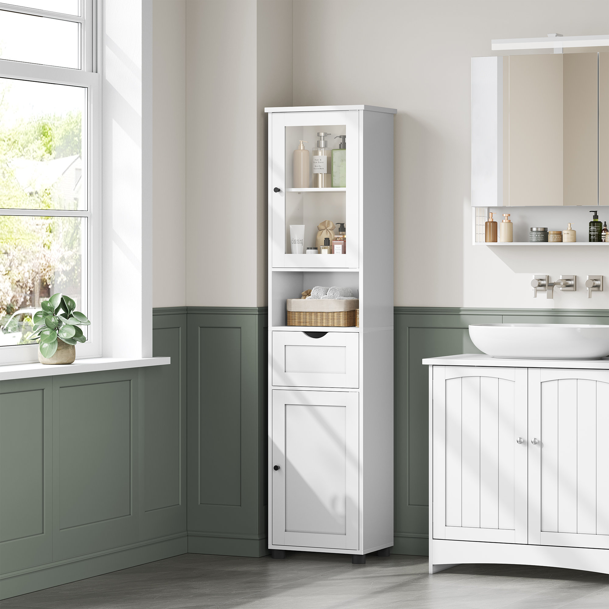 Ivy Bronx Lenward Freestanding Linen Cabinet | Wayfair