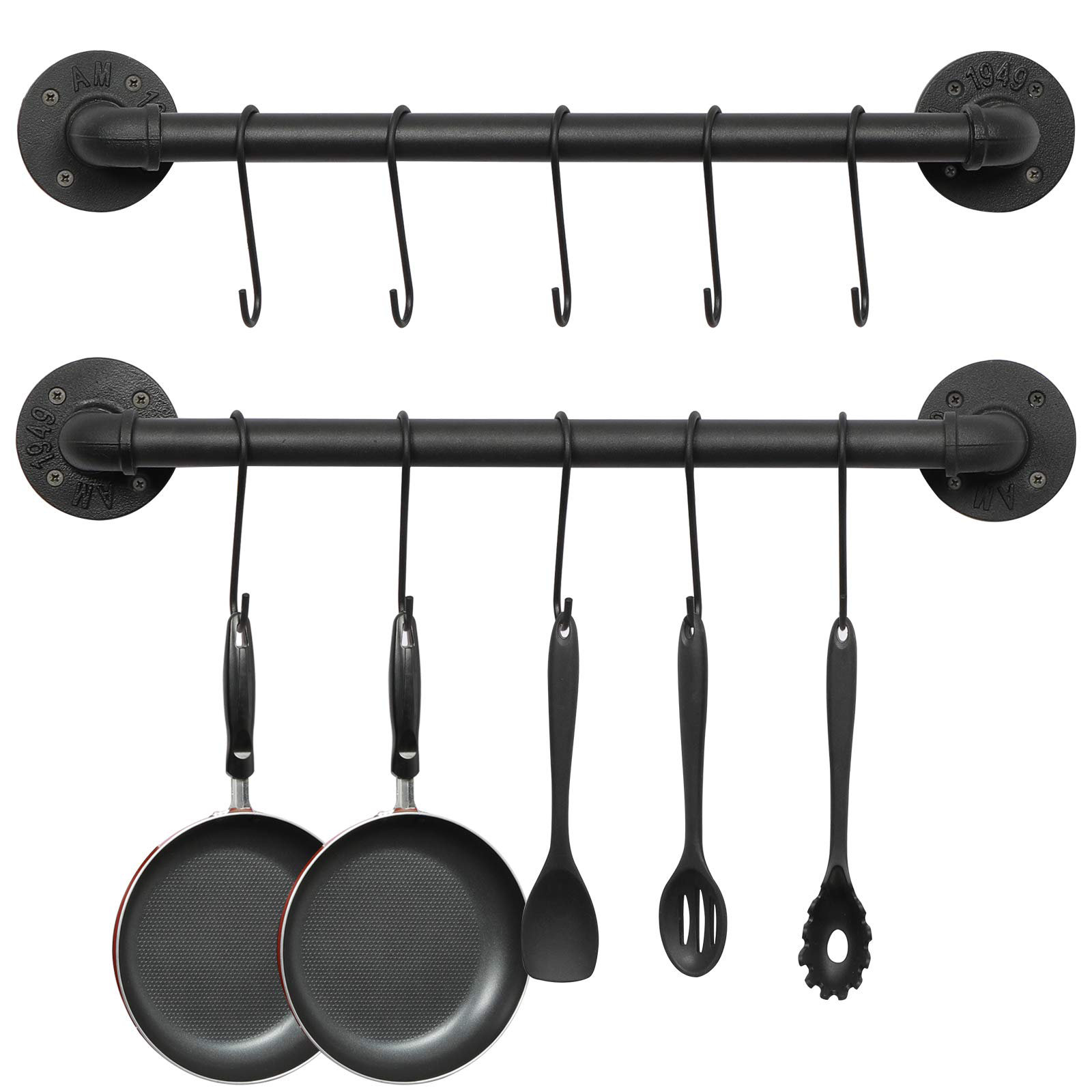Prep & Savour Wall Mounted Pot Pan Rack 21'' Set Of 2, Industrial ...
