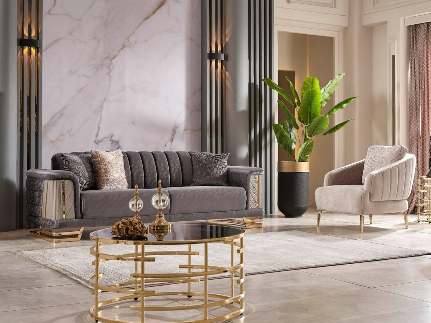 Everly Quinn Jacobo 2 Piece Gray And Cream Living Room Set | Wayfair