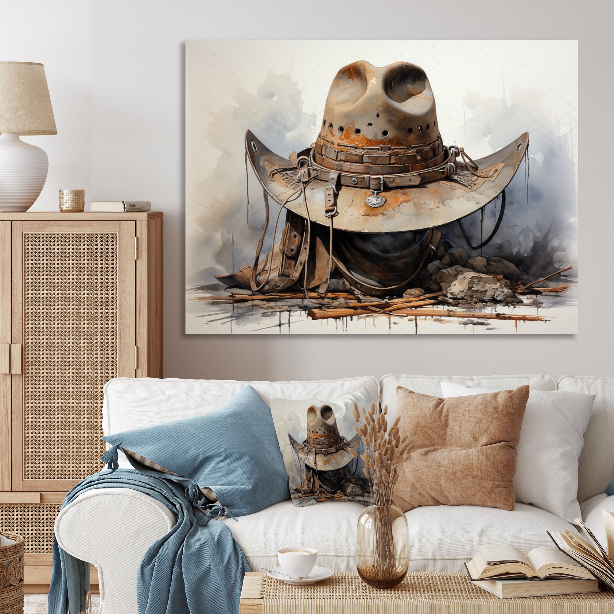 Union Rustic Minimalism Cowboy Hat III - Cowboys Canvas Wall Art ...