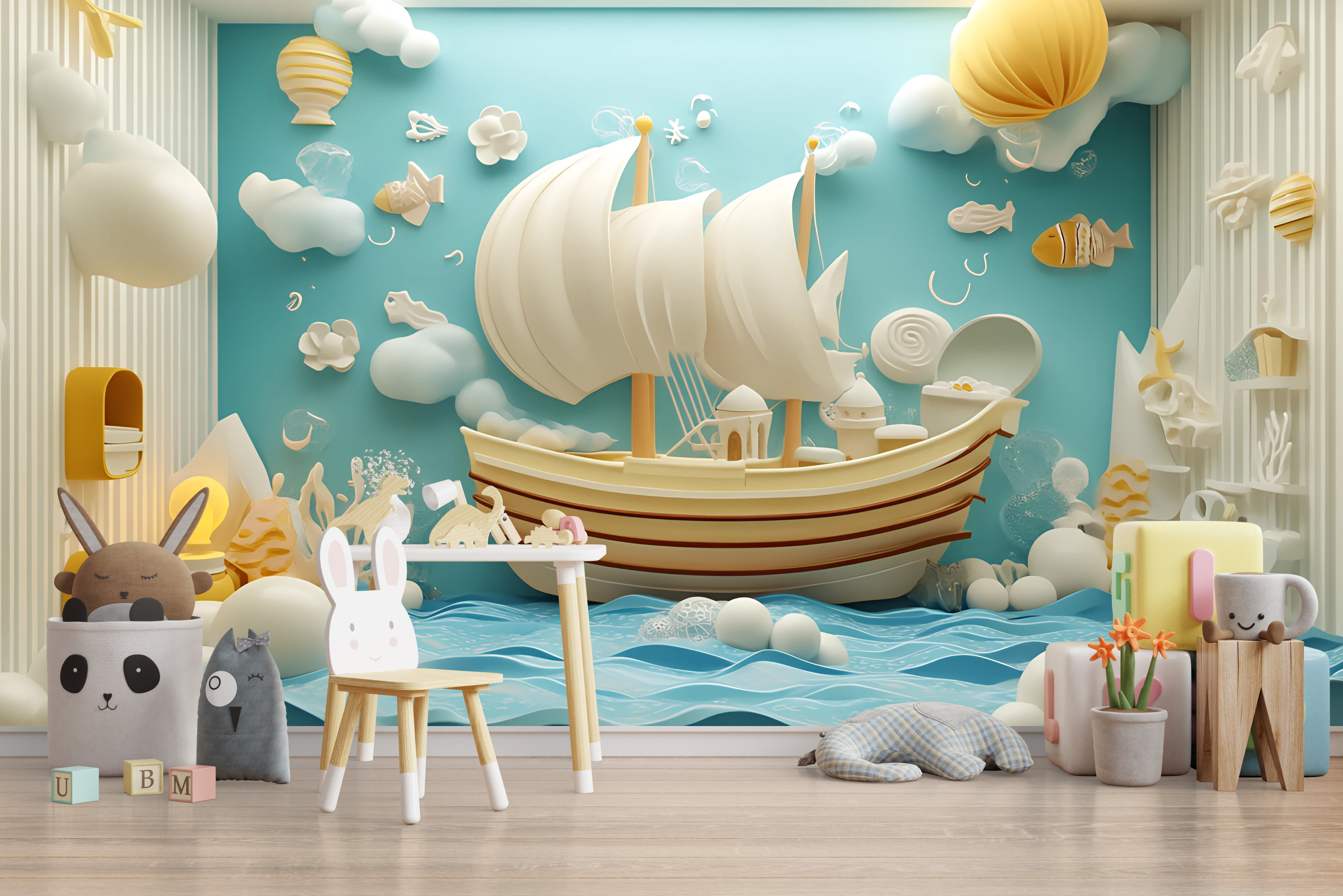 Longshore Tides Sailboat Adventure Wall Mural – 3D Ocean Theme Wallpaper For Kids’ Room, Nursery ...