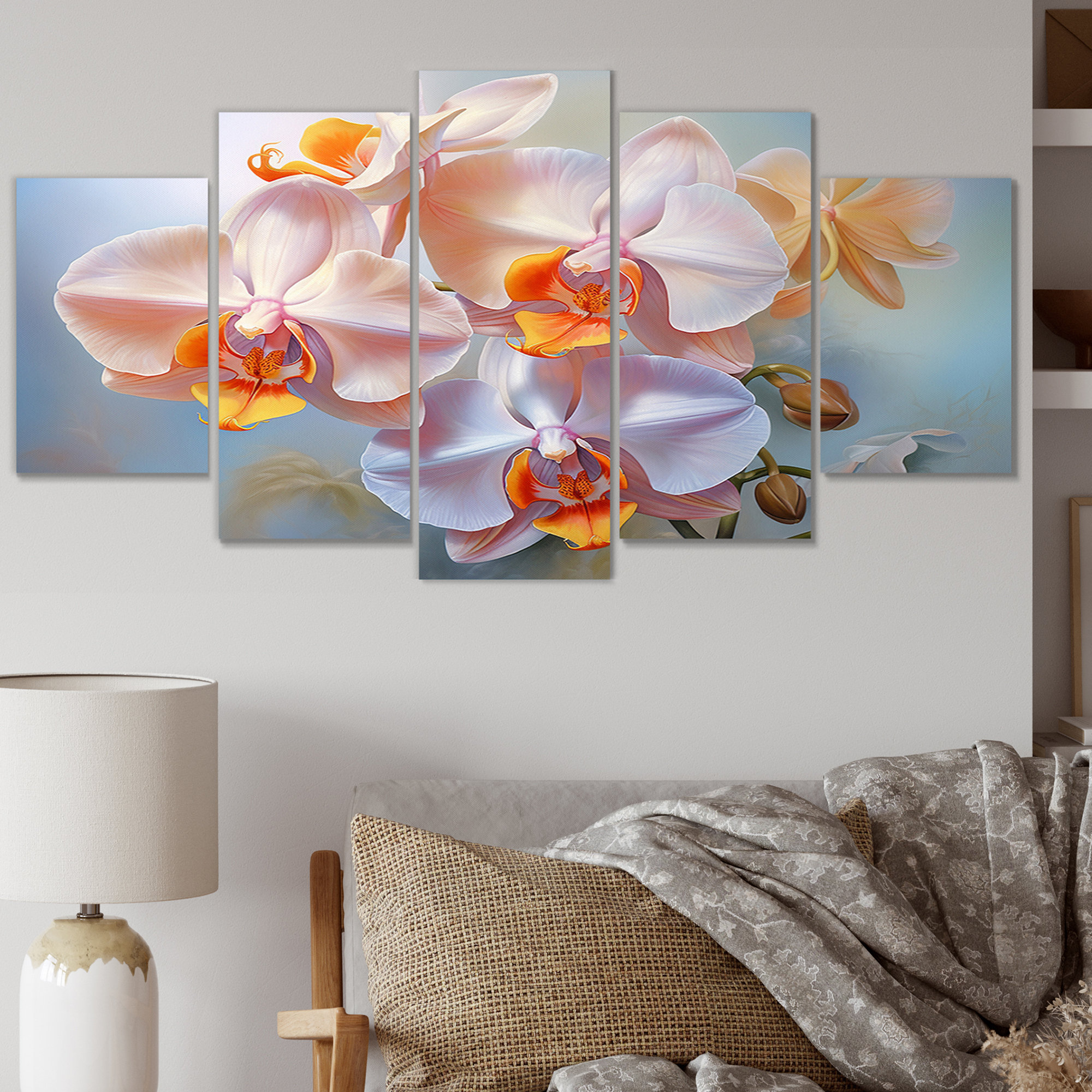 Latitude Run® Peach Orchids Romantic Impression IV - Floral Wall Decor ...