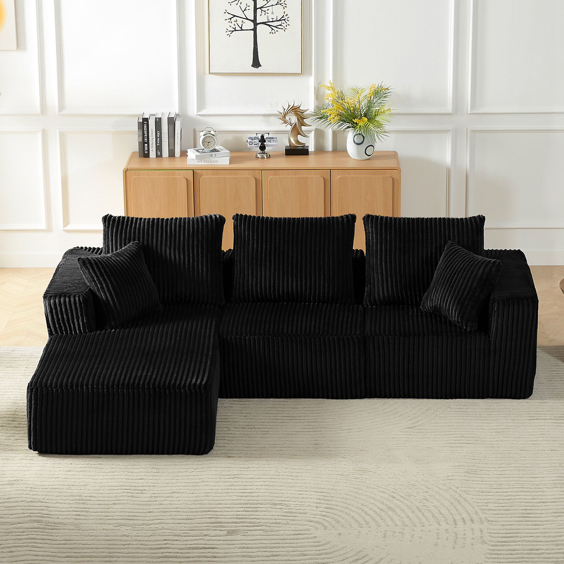 Mercer41 Modular Sectional Cloud Couch With 4 Seats, Modern Corduroy ...