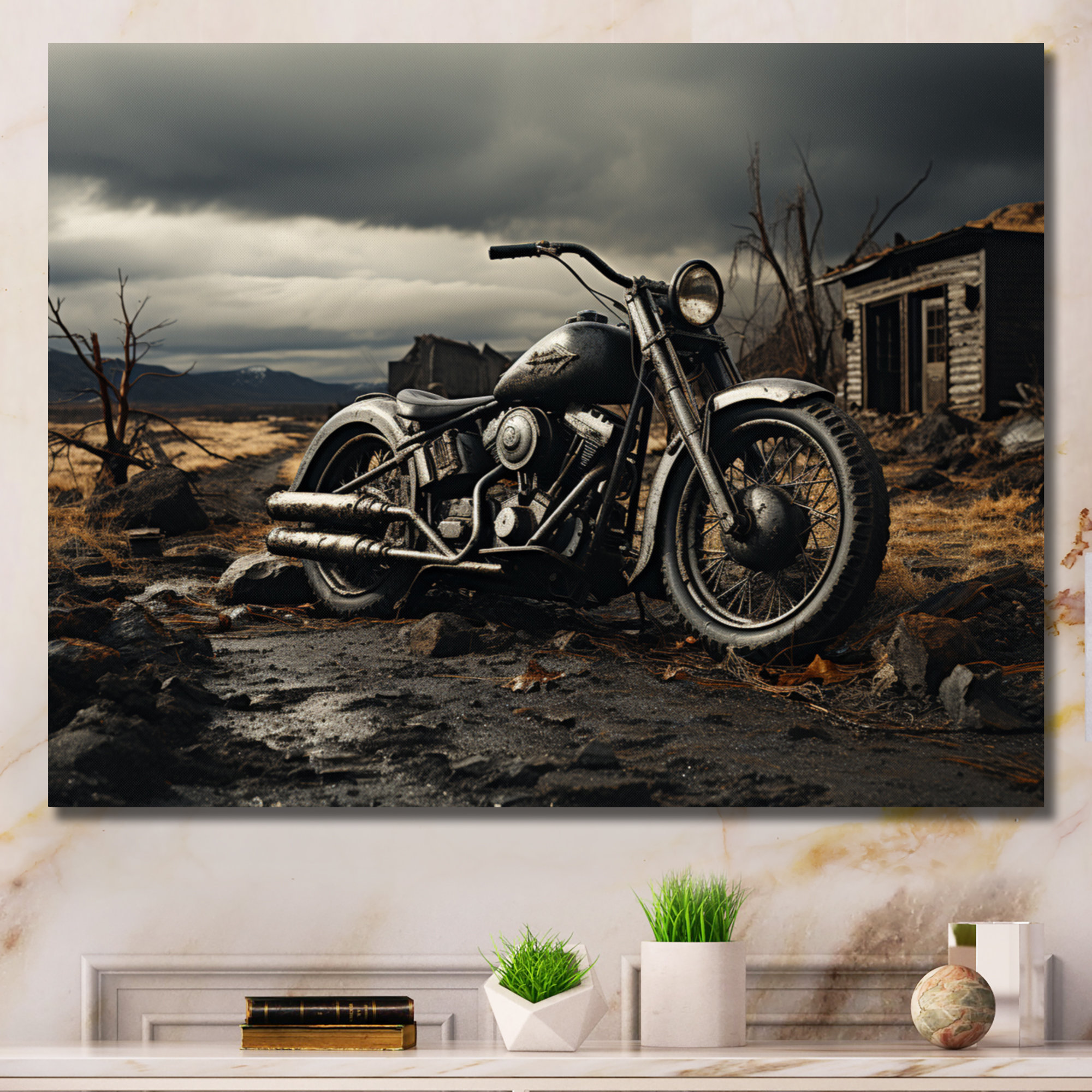 Williston Forge Jaze Gray Motorcycle Monochrome Landscape Photography ...