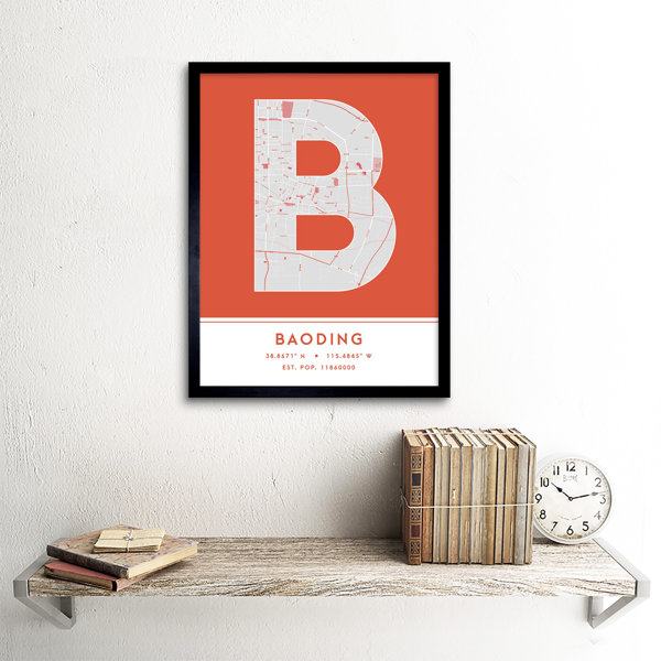 Wee Blue Coo Baoding City Map Baoding Orange - Single Picture Frame ...