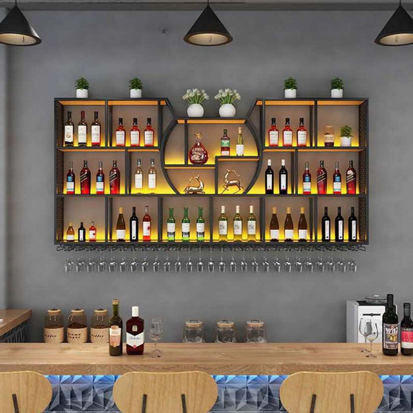 Wildon Home® Ellanese Wall Mounted Wine Bottle Rack in Black - Wayfair ...