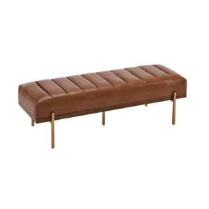 Mercer41 Robbinsdale Modern Channel Tufted Bench With Gold Base | Wayfair