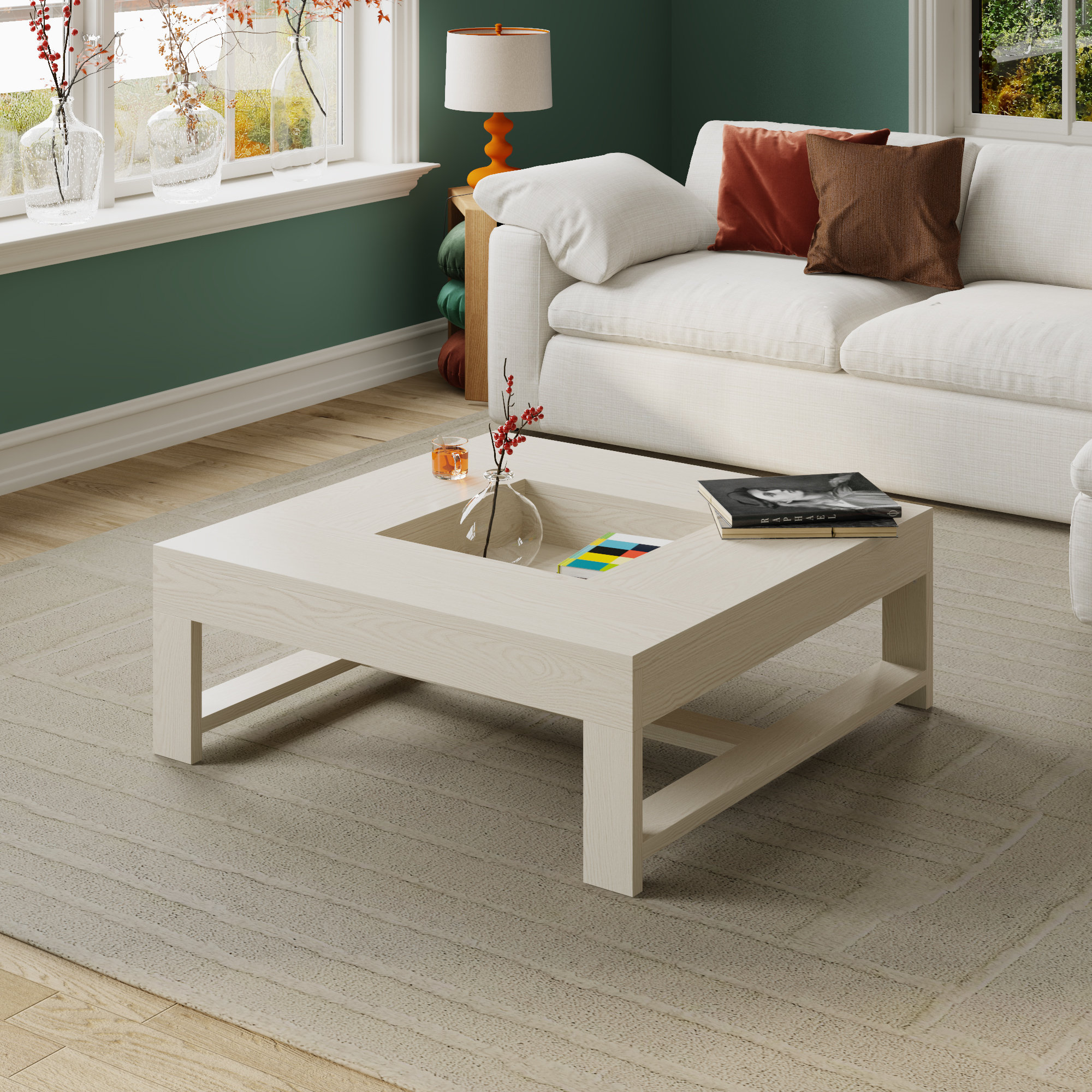Latitude Run® Modern Square Coffee Table With Storage Compartment | Wayfair