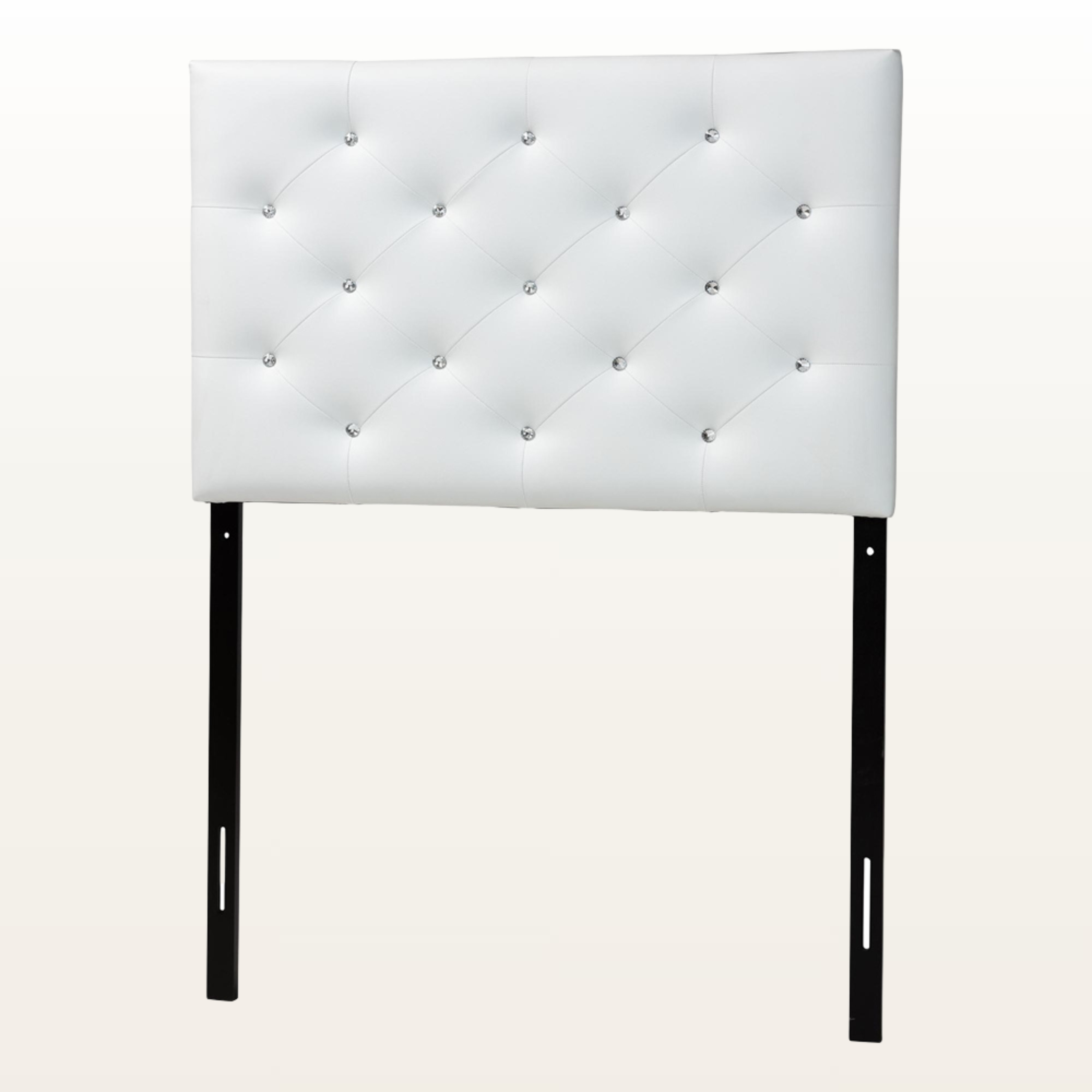 House of Hampton® Musawer Headboard White Faux Leather Upholstered Button-Tufted Twin Size | Wayfair