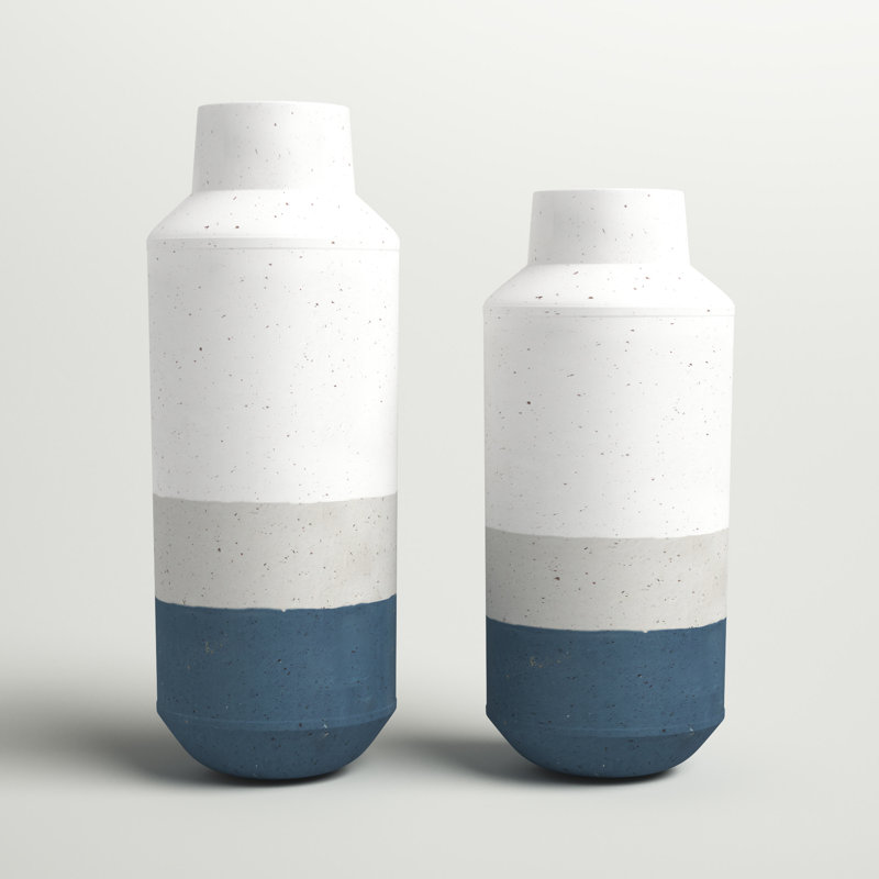 Sand & Stable™ 2 Piece Judith White/Gray/Blue Wood Table Vase Set ...