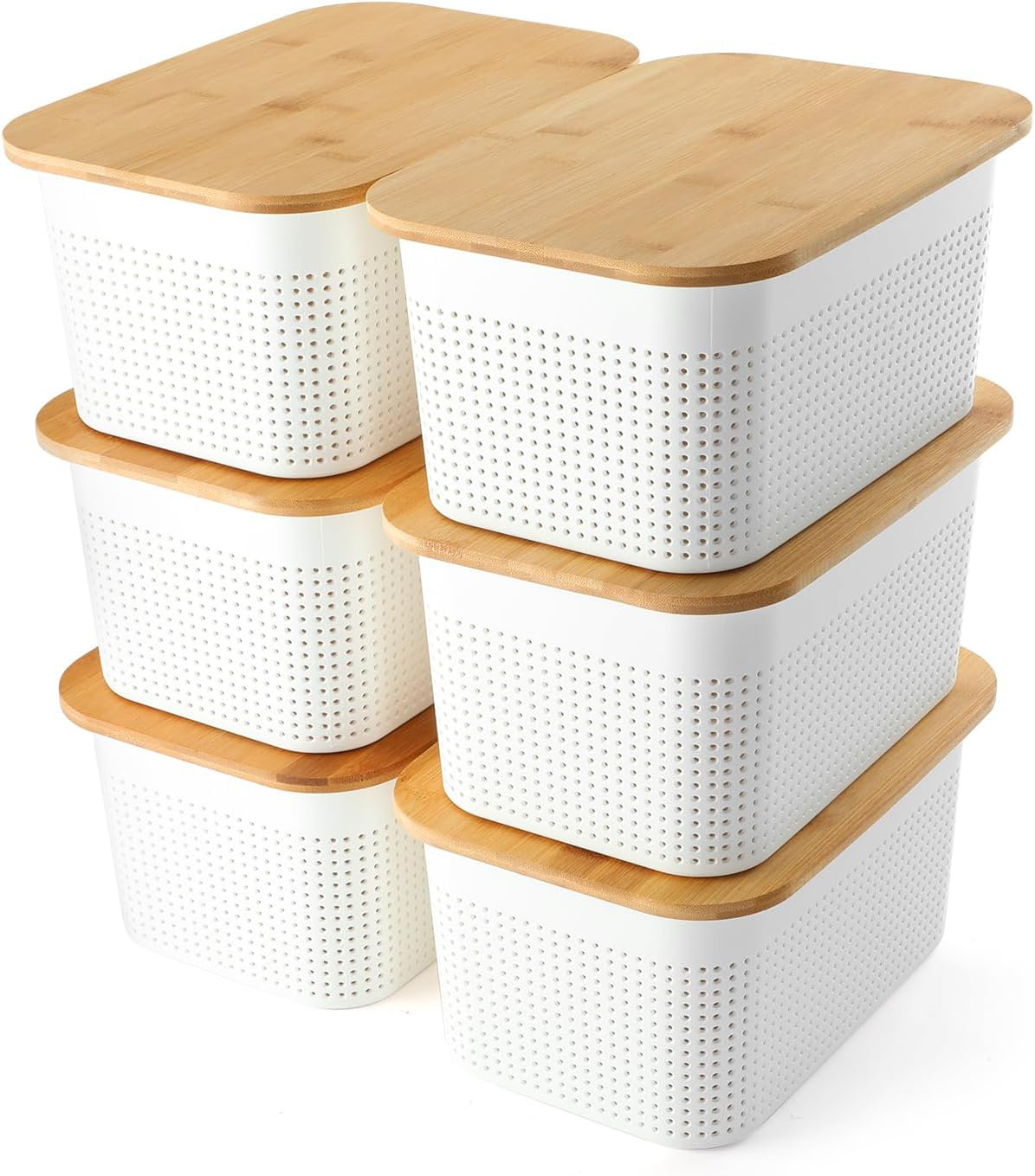 Gracie Oaks Storage Bins With Lids 6 Packs Plastic Storage Containers ...