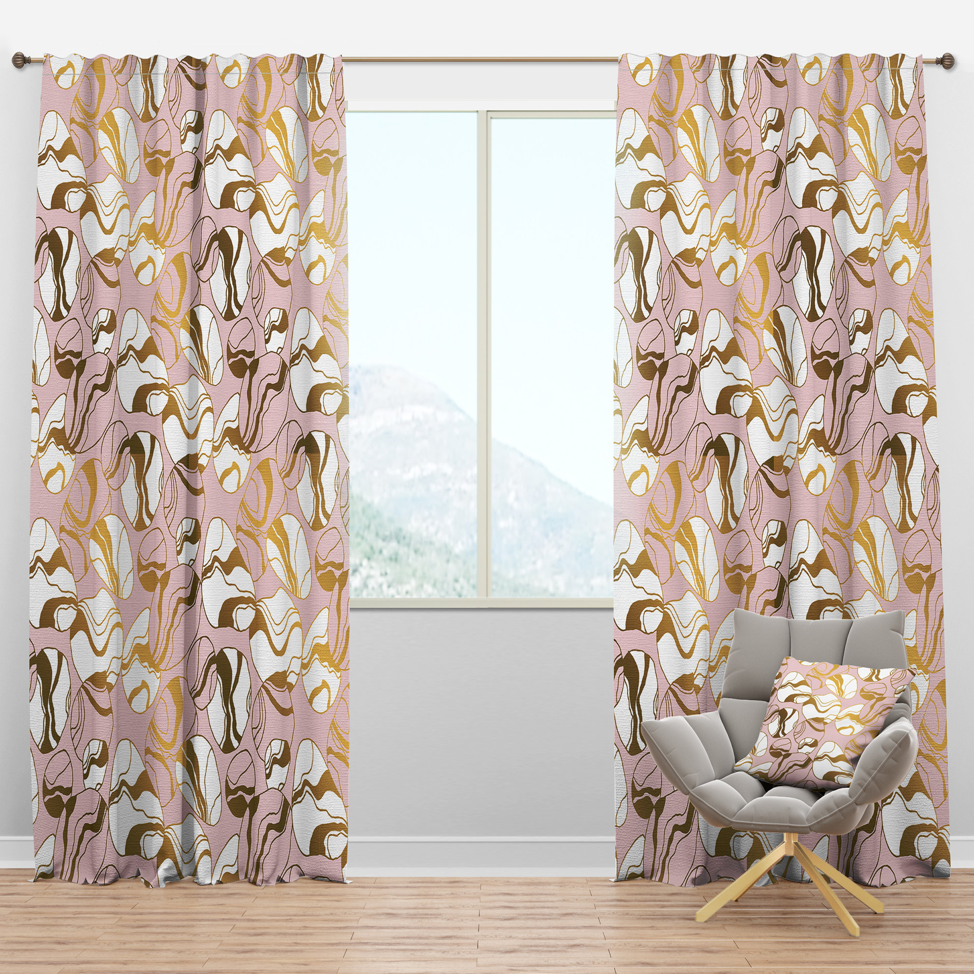 Design Art Golden Marble II - Abstract Curtain - Velvet Room darkening ...